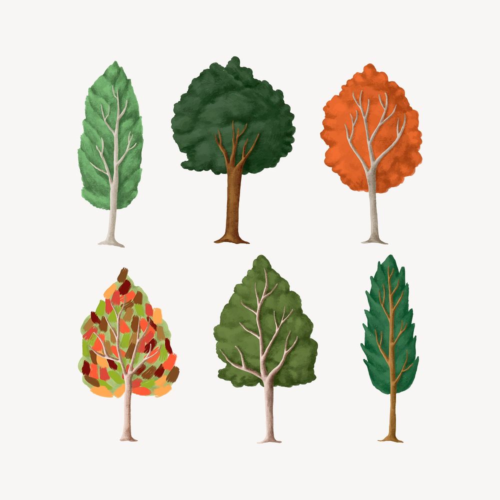Hand drawn autumn trees illustration | Premium Vector Illustration ...