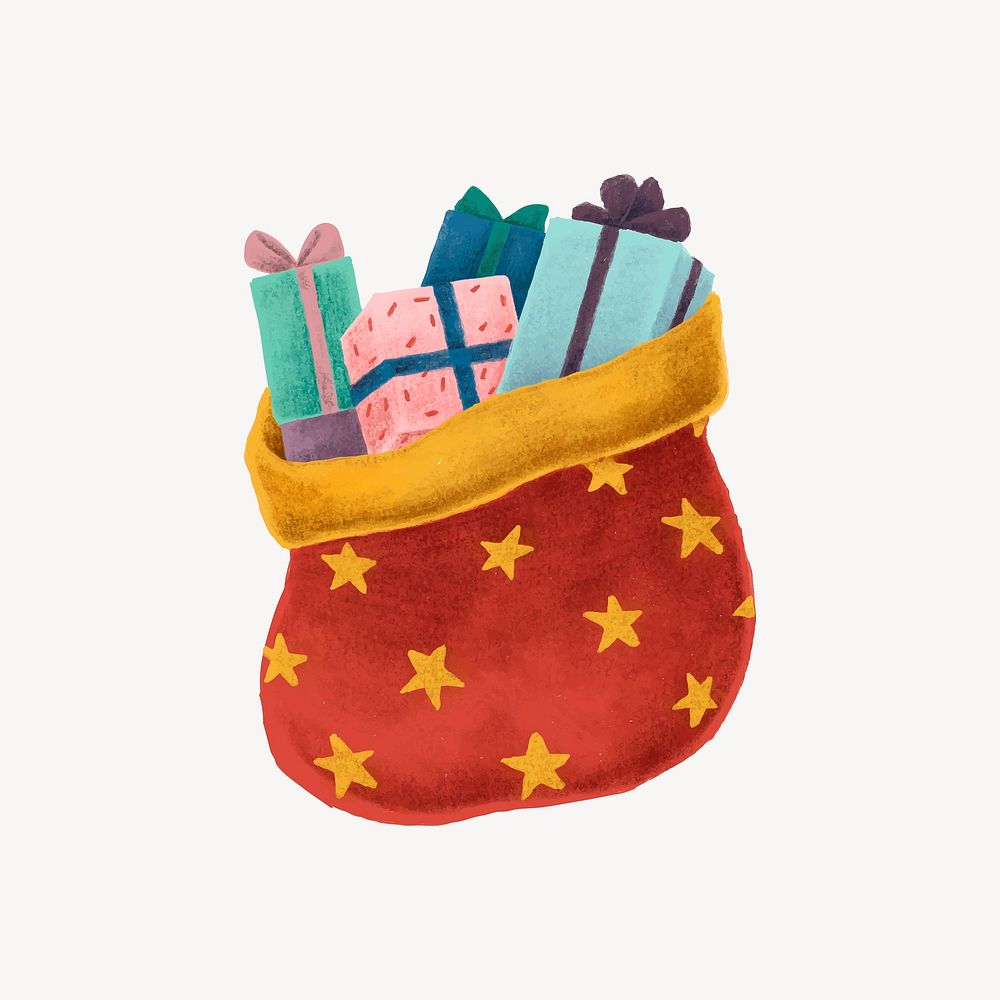 Santa sack and Christmas presents | Free Vector Illustration - rawpixel