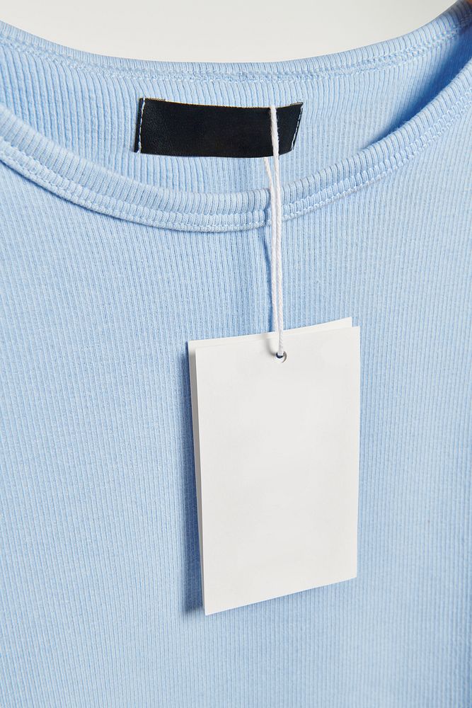 Blue t-shirt with a tag | Free PSD Mockup - rawpixel