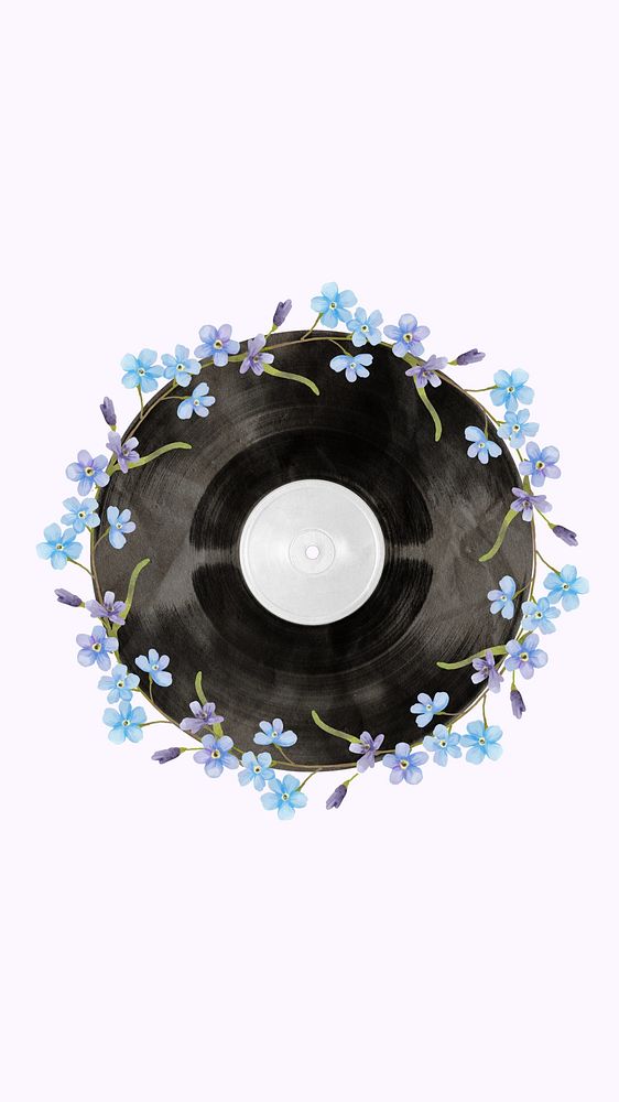 Floral vinyl record phone wallpaper, | Premium Photo Illustration ...