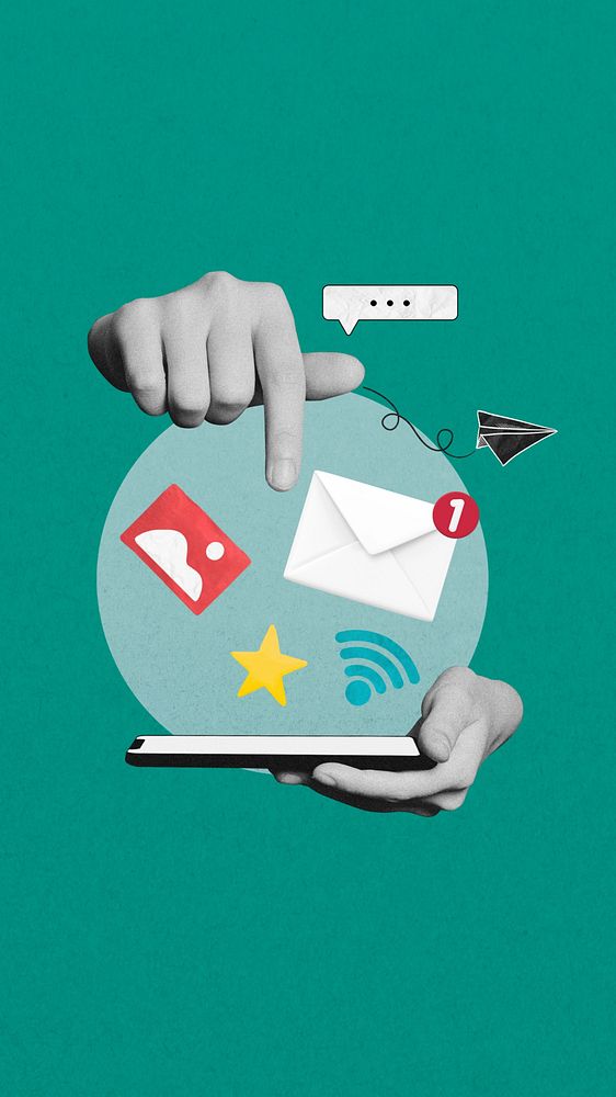 Digital communication collages phone wallpaper | Premium Photo - rawpixel