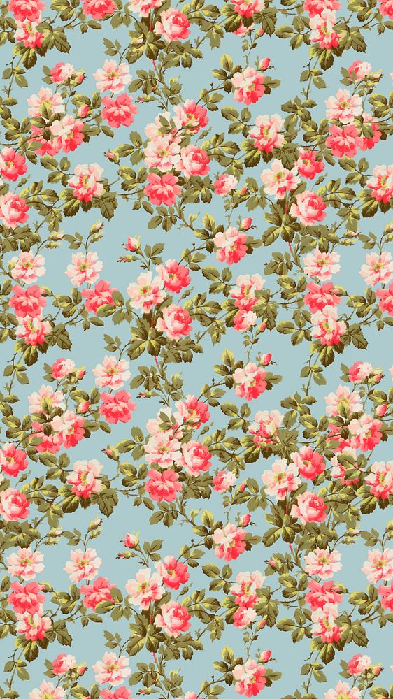Vintage flower pattern iPhone wallpaper, | Premium Photo Illustration ...
