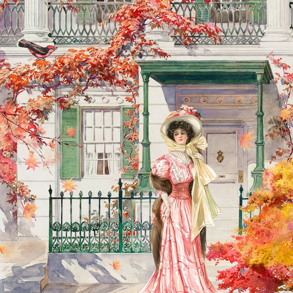 Watercolor Victorian woman in Autumn. | Premium Photo Illustration ...