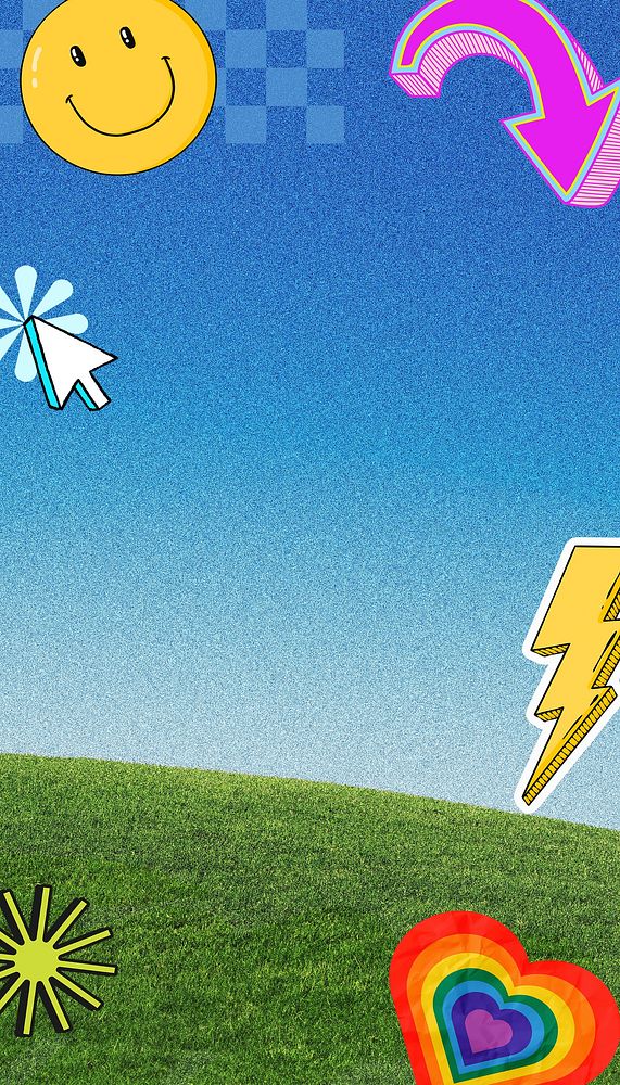 Colorful Y2K landscape phone wallpaper | Free Photo - rawpixel