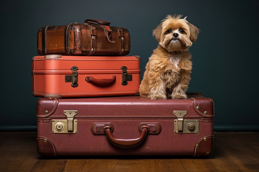 Luggage pet suitcase mammal. AI | Free Photo - rawpixel