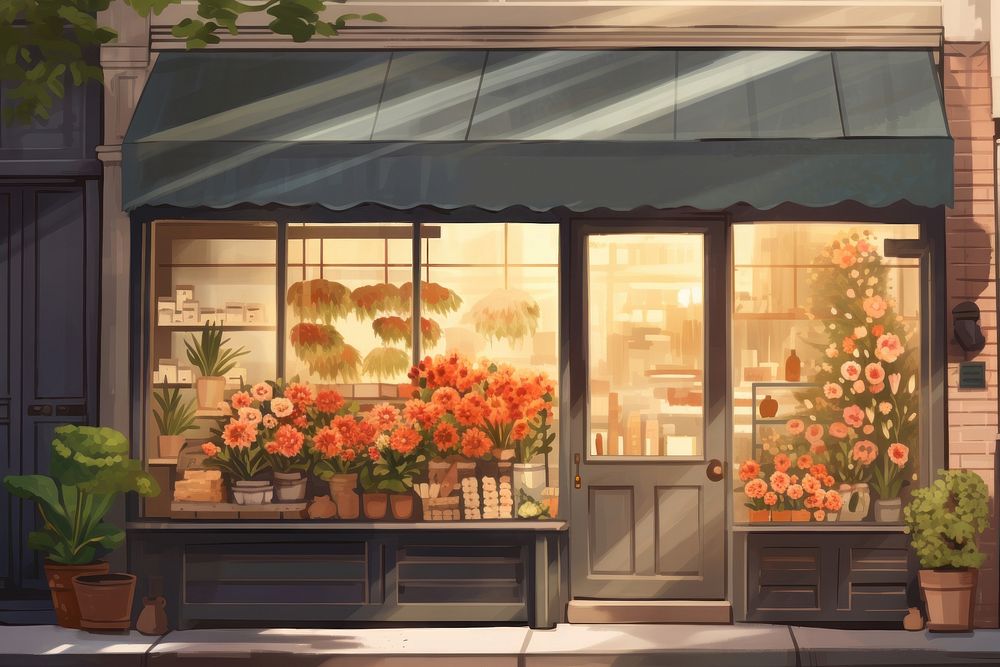 Flower plant shop architecture. AI | Free Photo Illustration - rawpixel