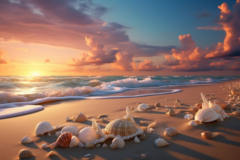 Seashell sky landscape outdoors. AI | Free Photo - rawpixel