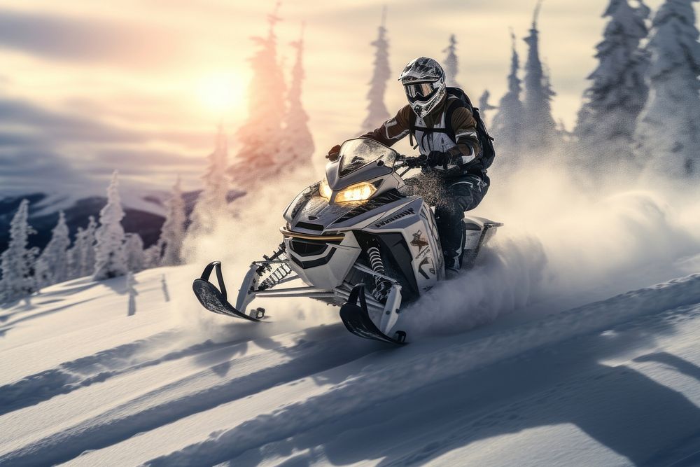 Snow snowmobile motorcycle outdoors. AI | Free Photo - rawpixel