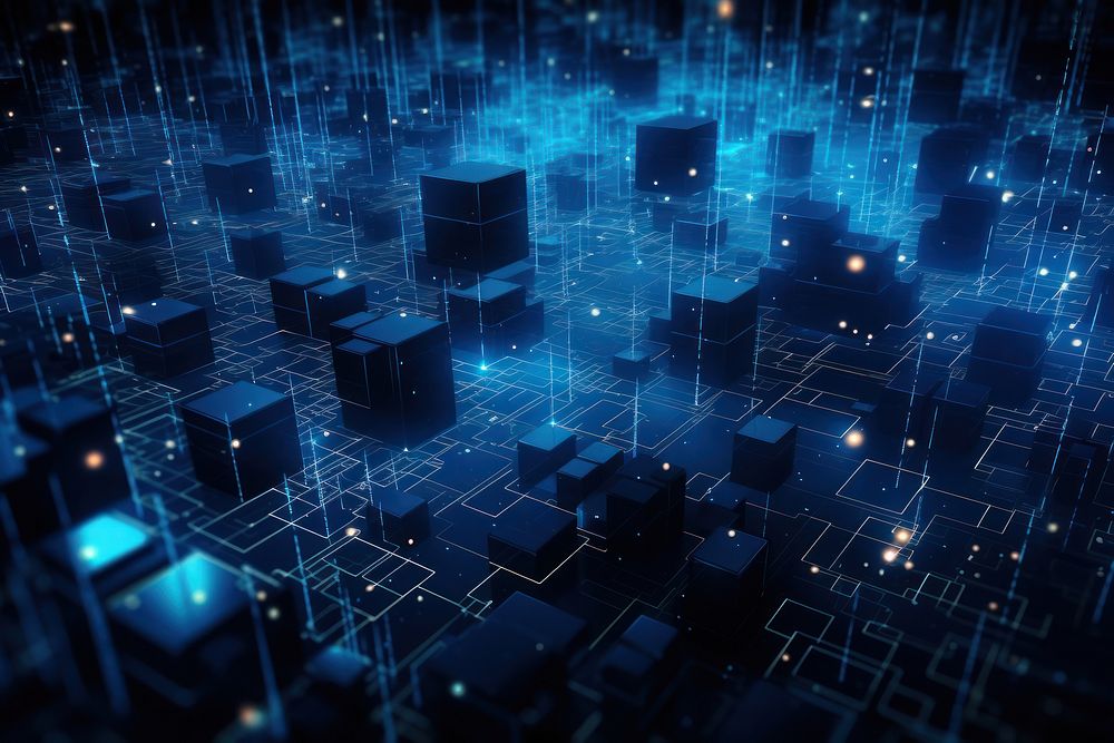Technology abstract blue architecture. AI | Free Photo - rawpixel