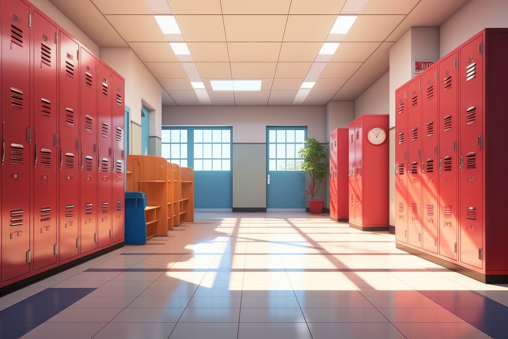 School locker architecture building. AI | Free Photo Illustration ...