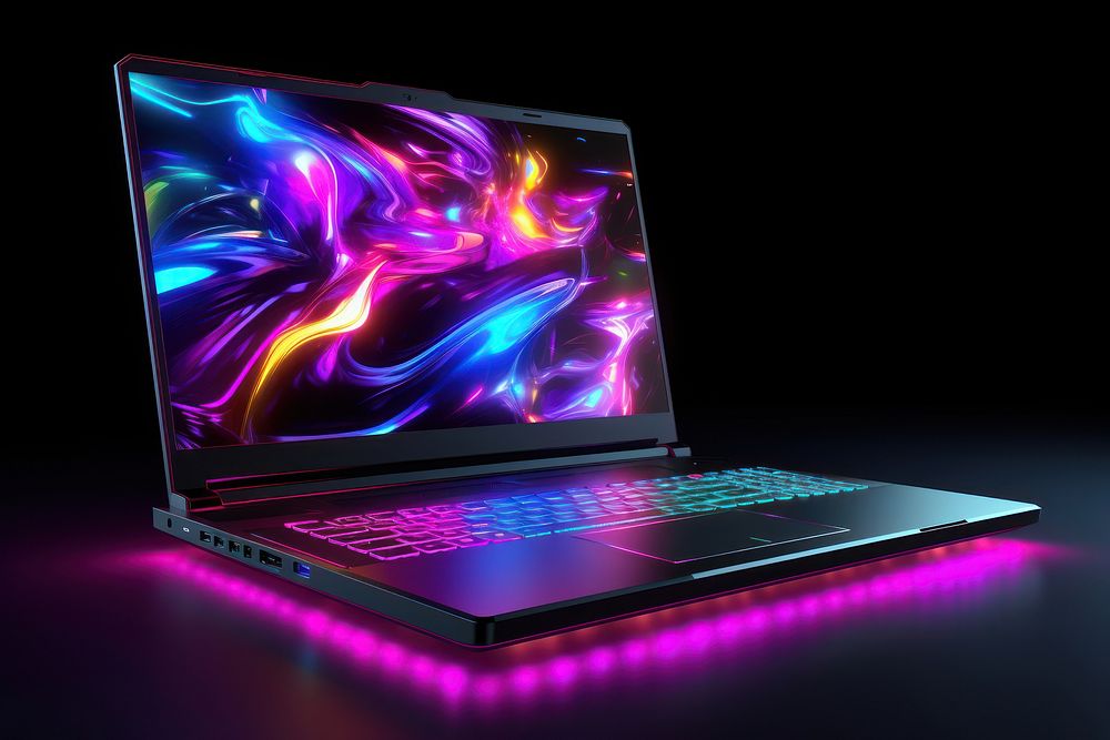 Laptop computer light illuminated. AI | Free Photo Illustration - rawpixel