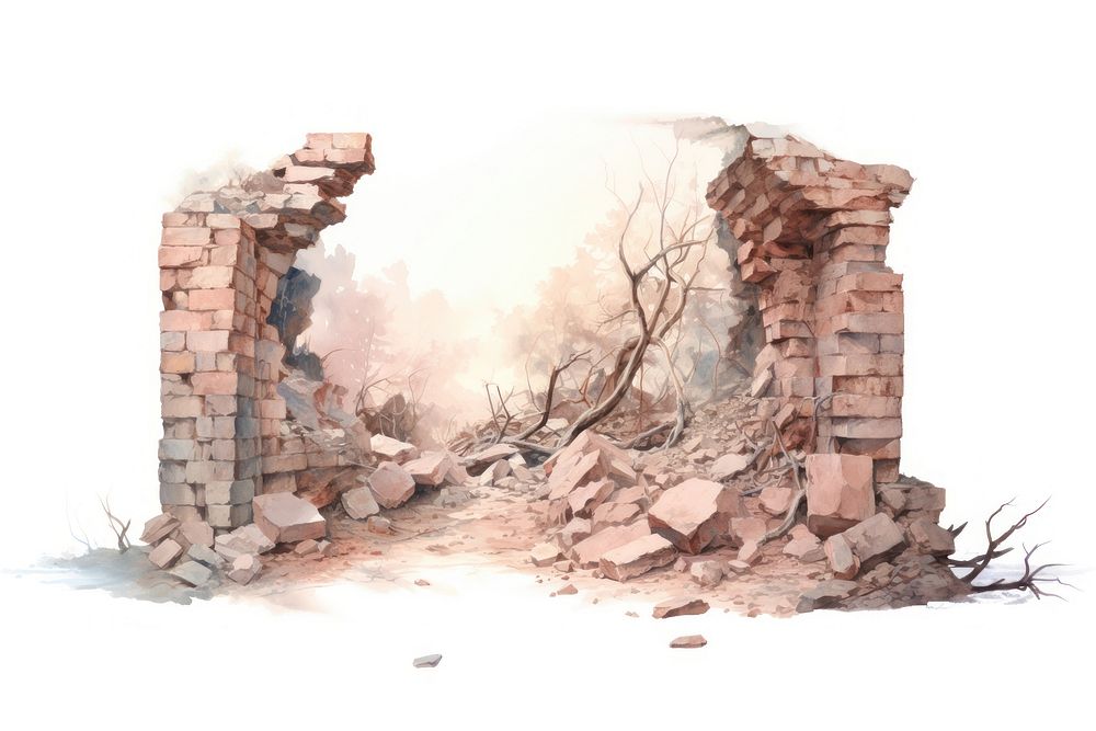 Architecture broken ruins wall. AI | Free Photo Illustration - rawpixel