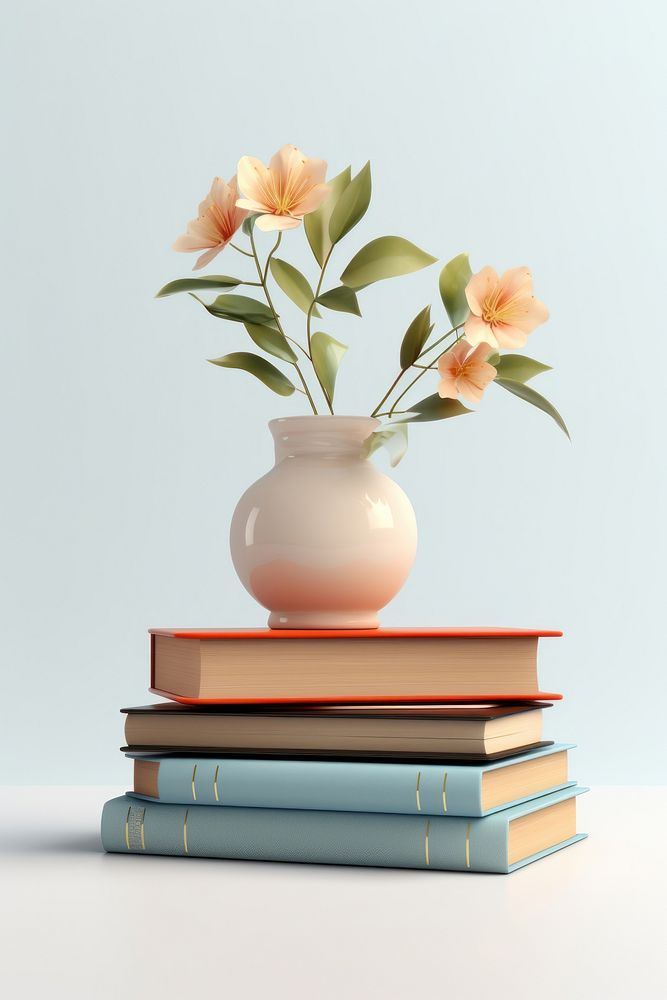 Flower vase book publication. AI | Free Photo Illustration - rawpixel