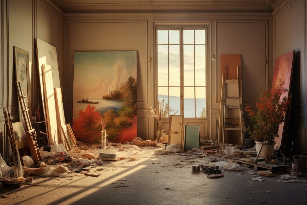 Painting painter room art. AI | Free Photo - rawpixel