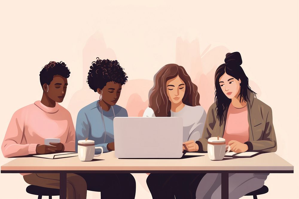 Computer laptop table conversation. AI | Free Photo Illustration - rawpixel