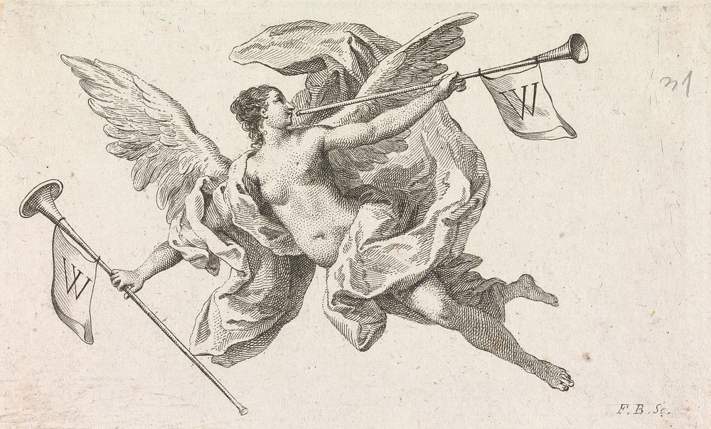 Vignette: Angel Holding Long Trumpets... | Free Photo - rawpixel