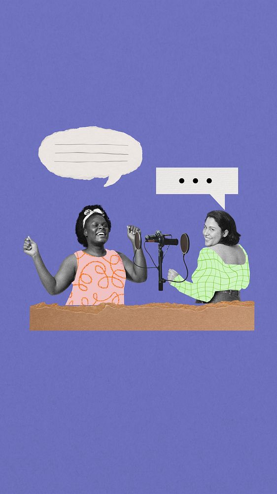 Women podcast collage phone wallpaper | Premium Photo - rawpixel