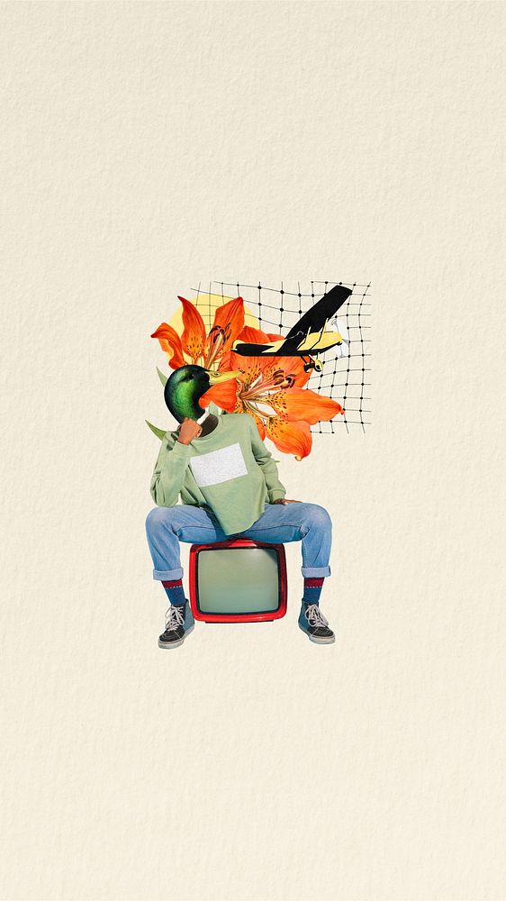 Anthropomorphic duck collage iPhone wallpaper | Premium Photo - rawpixel