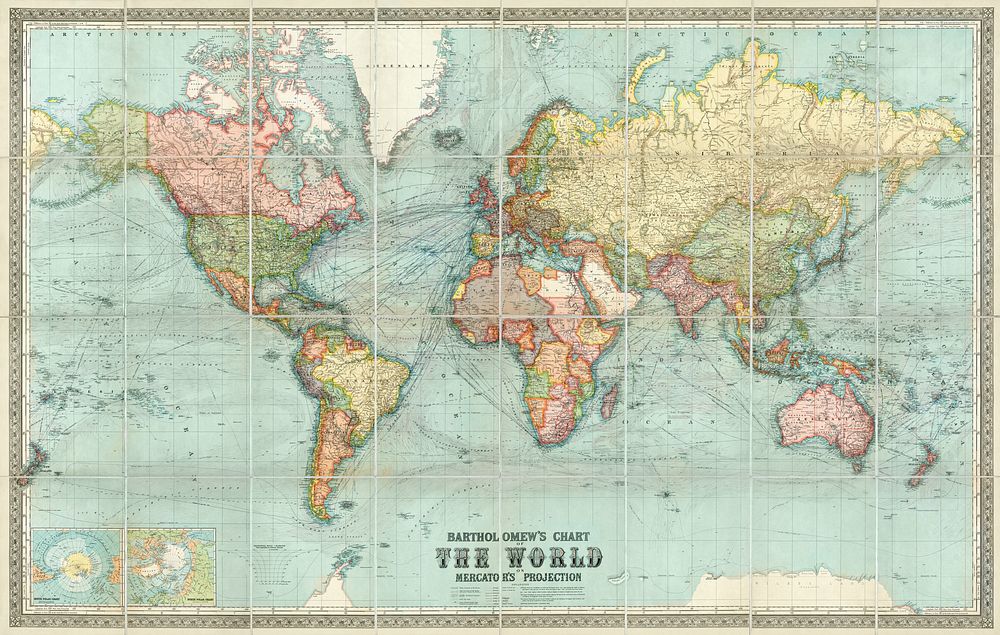 Bartholomew's chart of the world | Free Photo Illustration - rawpixel