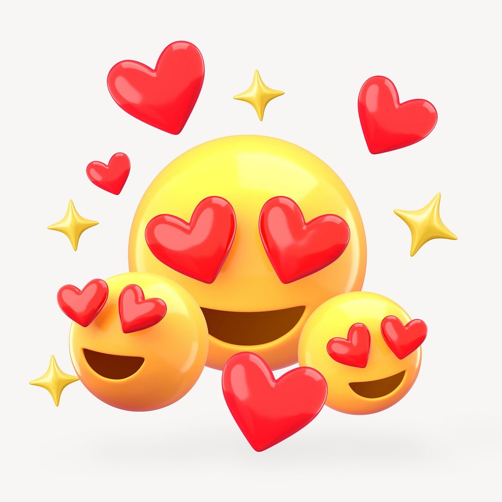 3D heart-eyes emoticons, in love | Premium Photo - rawpixel