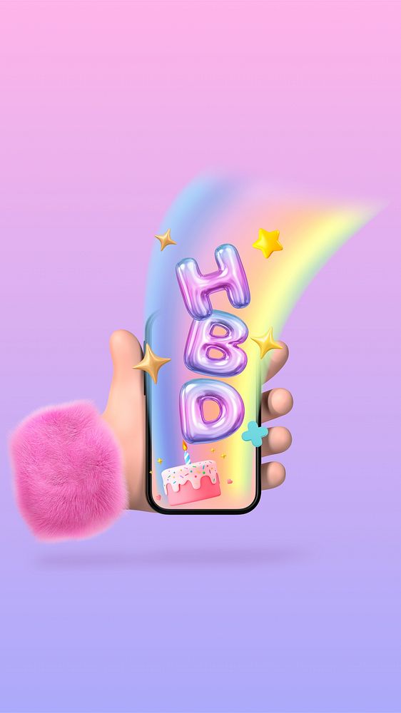 3D HBD greeting iPhone wallpaper | Premium Photo - rawpixel