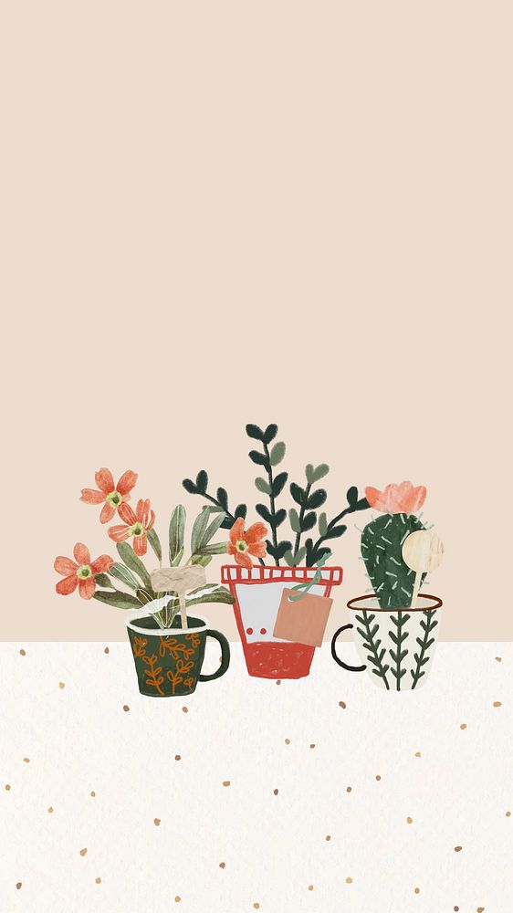 Cute plant lover iPhone wallpaper, | Premium Photo Illustration - rawpixel