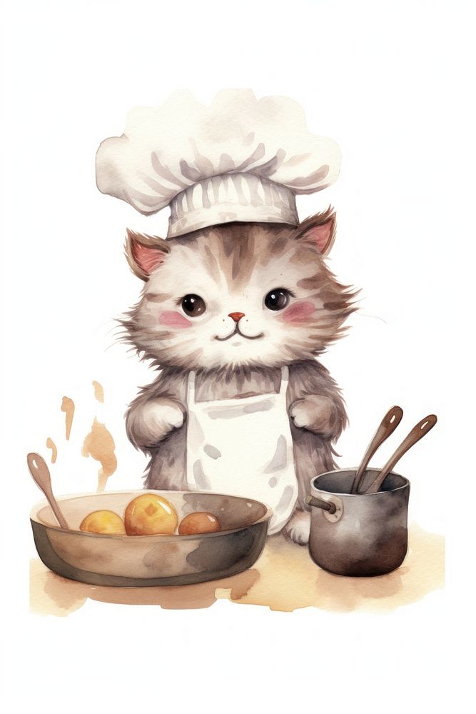 Cat cooking cartoon food cute. | Free Photo Illustration - rawpixel
