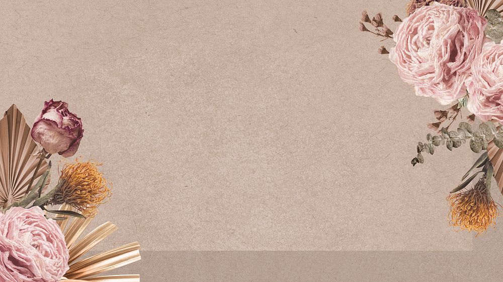 Pink flower desktop wallpaper, beige | Free Photo - rawpixel