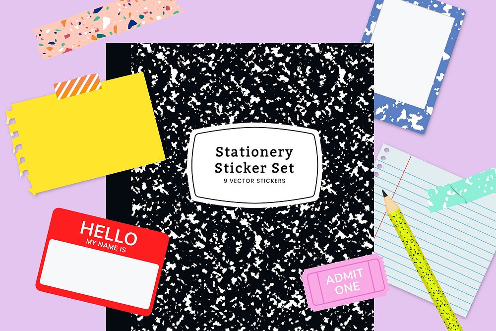 Terrazzo stationery sticker vector set | Premium Vector - rawpixel