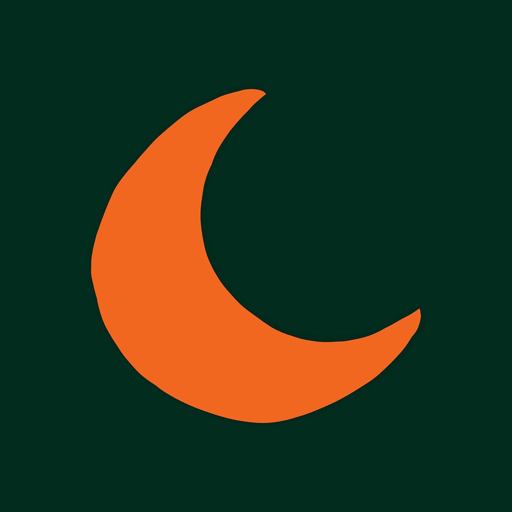 Orange crescent moon clipart, flat | Free PSD - rawpixel