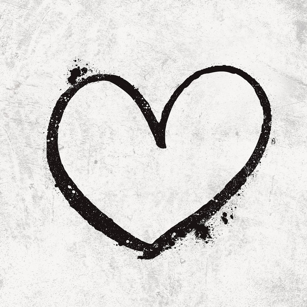 Distressed heart clipart, black design | Free Photo - rawpixel
