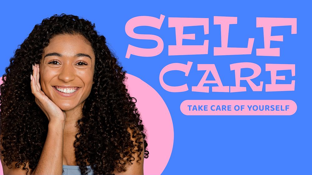 Self-care YouTube thumbnail template, blue | Premium PSD Template ...