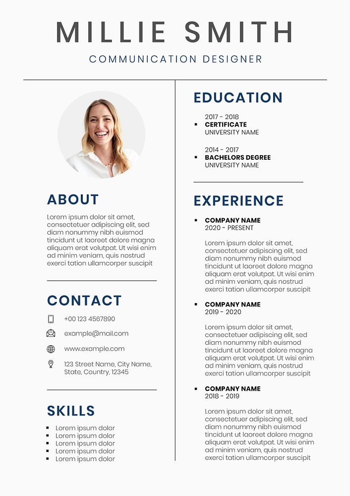 Word resume/CV template free, simple | Free Word Document Template ...