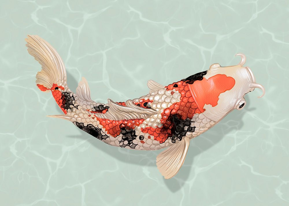 Koi fish background, Japanese traditional | Free Photo Illustration ...