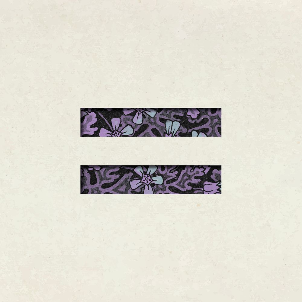 Vintage floral purple Equals sign | Free Vector - rawpixel