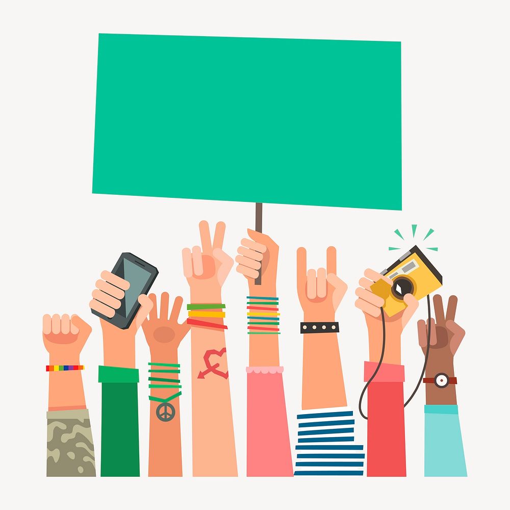 Human rights protest clipart, illustration | Free Vector - rawpixel