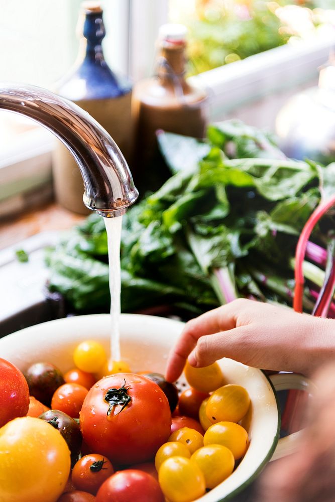 Cleaning tomatoes at a kitchen | Photo - rawpixel