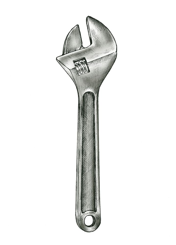 Hand-drawn adjustable wrench illustration | Free Photo Illustration ...