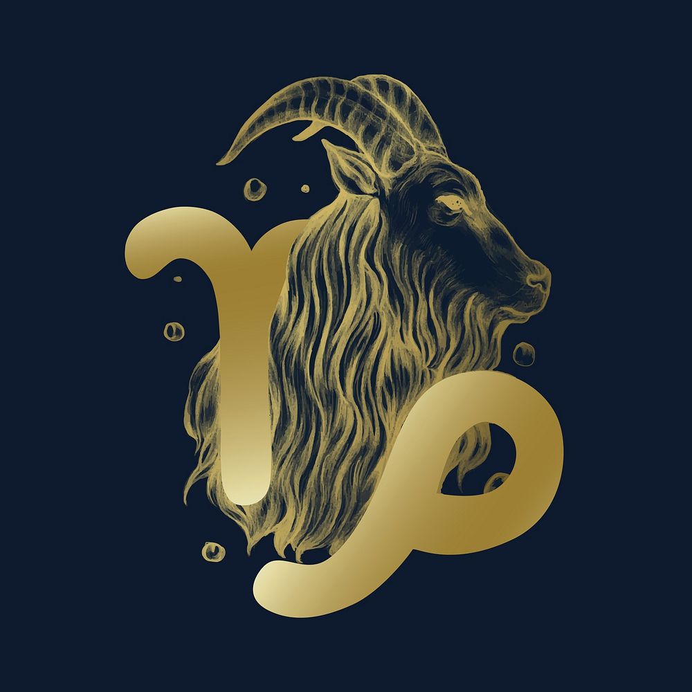 Hand drawn horoscope symbol of Capricorn | Free Vector Illustration ...