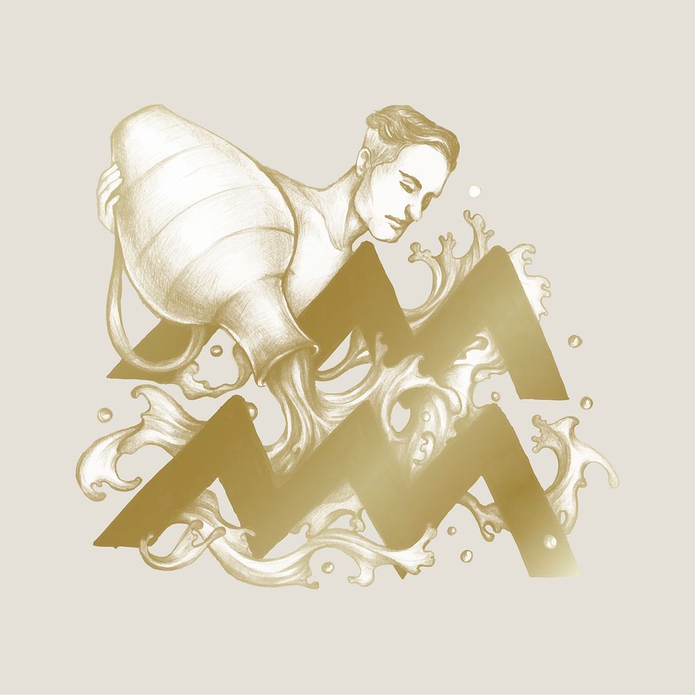 Hand drawn horoscope symbol of Aquarius | Free Vector Illustration ...