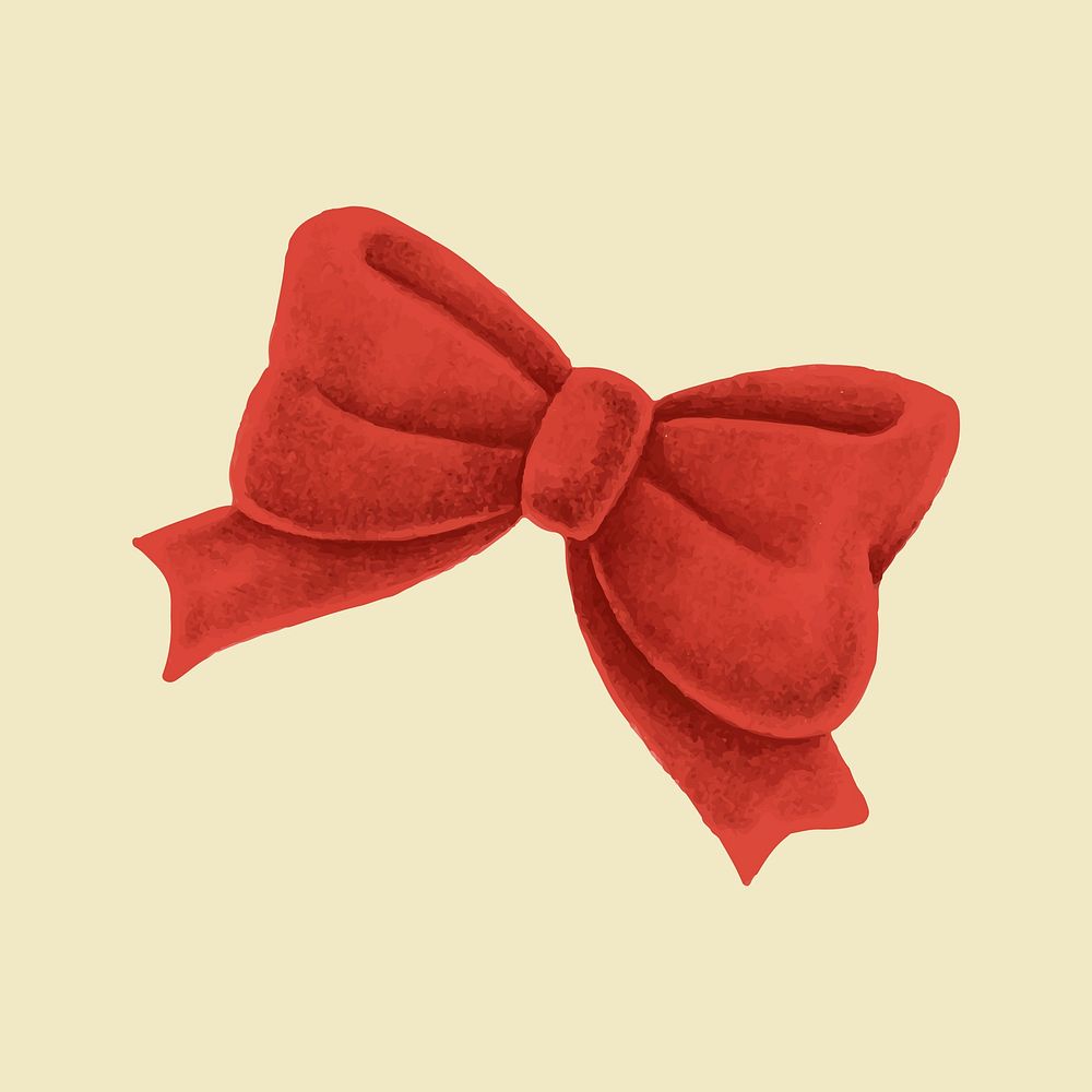 Hand drawn red Christmas bow | Free Vector Illustration - rawpixel