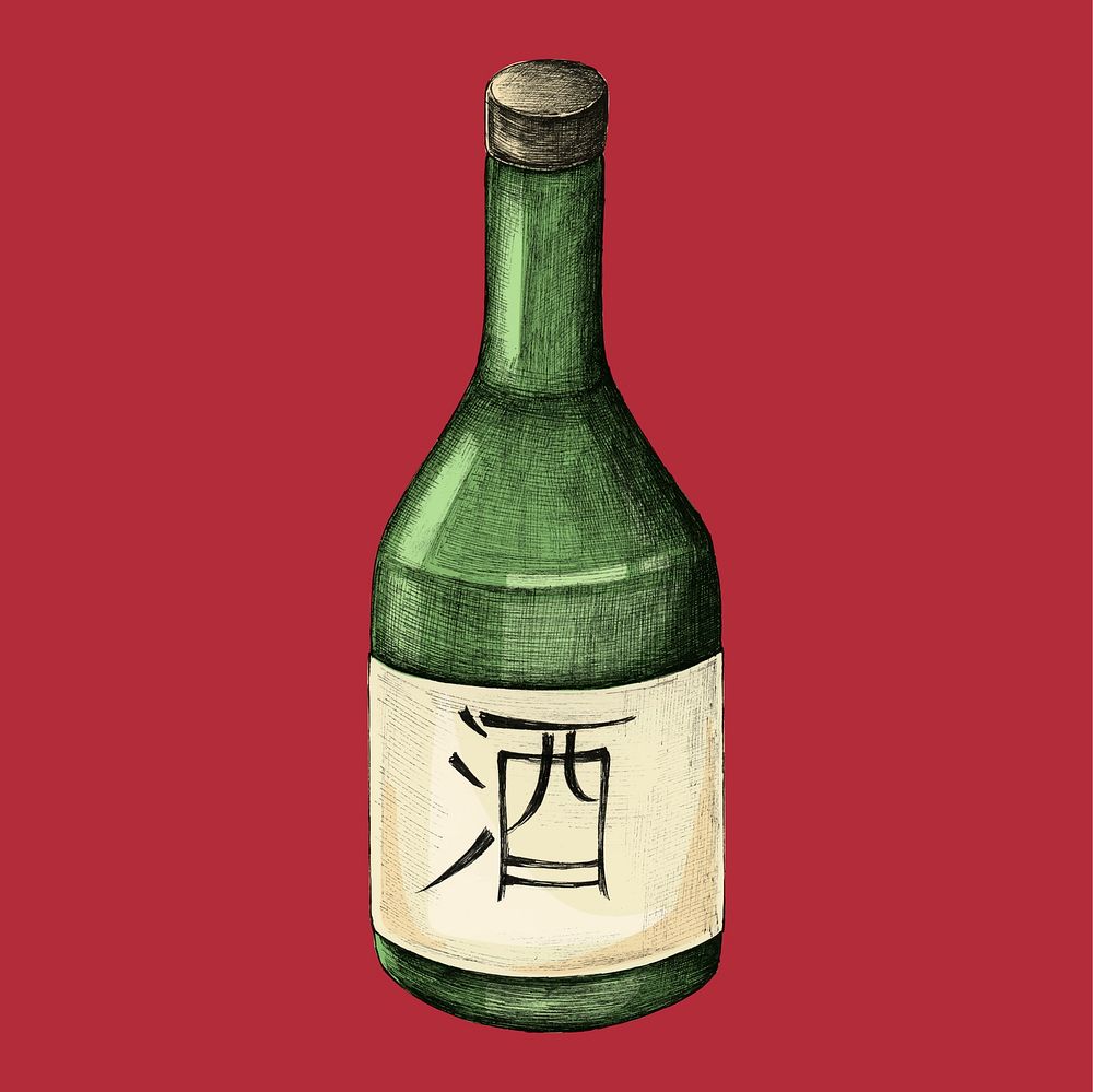 Illustration of Japanese alcohol bottle | Premium Vector Illustration ...