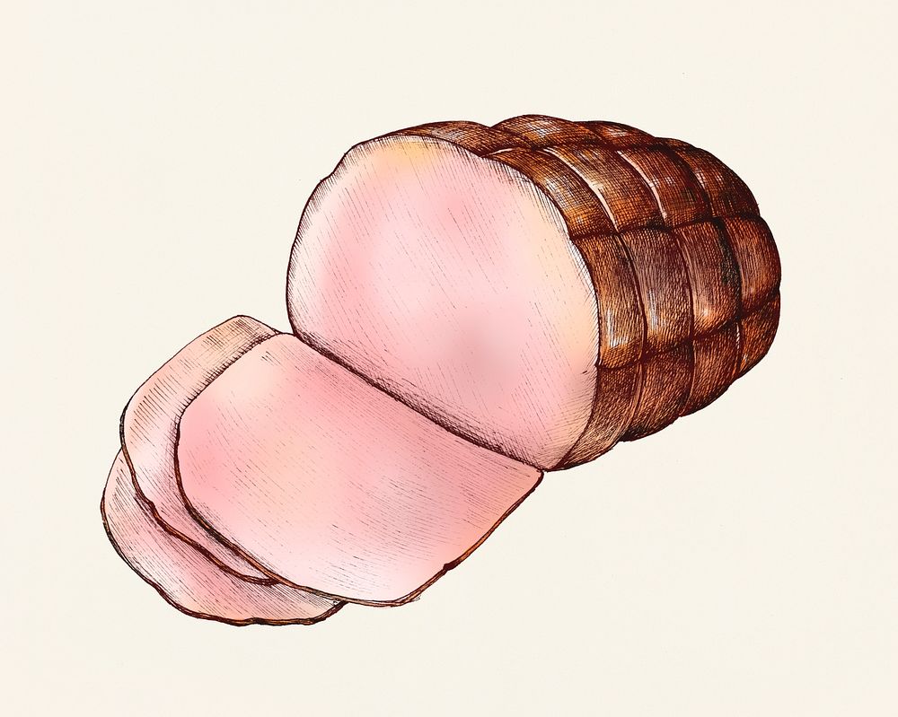 Hand drawn whole ham isolated | Premium PSD Illustration - rawpixel