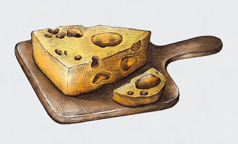 Hand-drawn cheese dairy product | Premium PSD Illustration - rawpixel