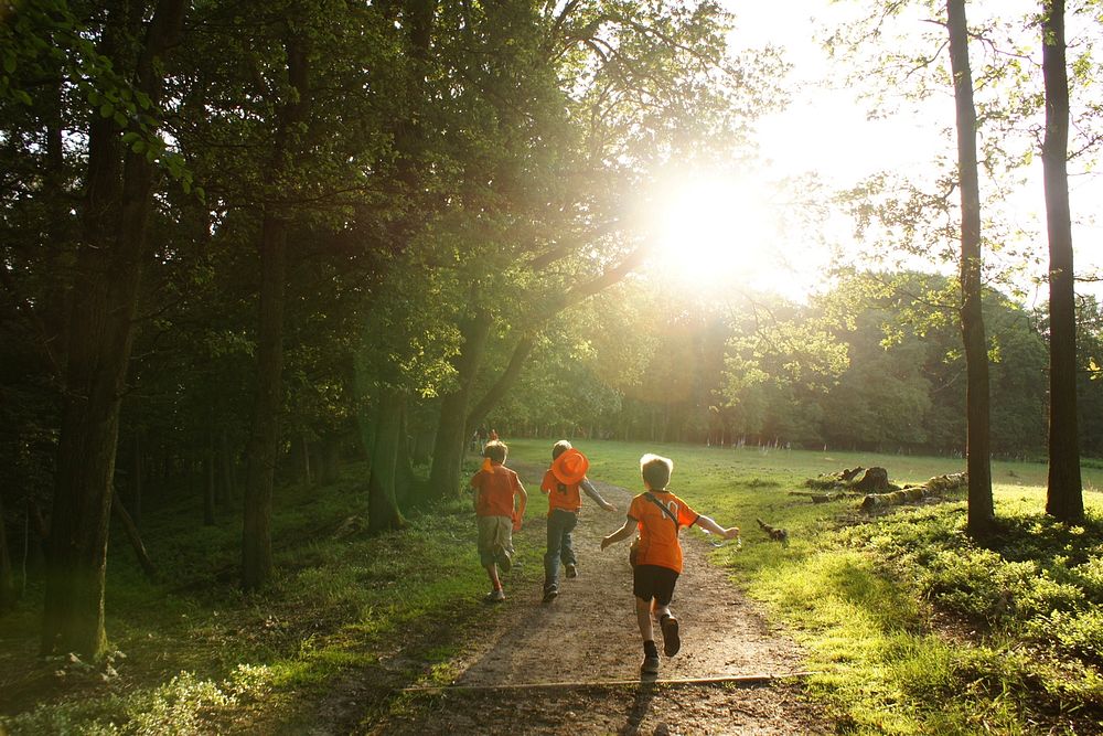 Kids running in forest. Free | Free Photo - rawpixel