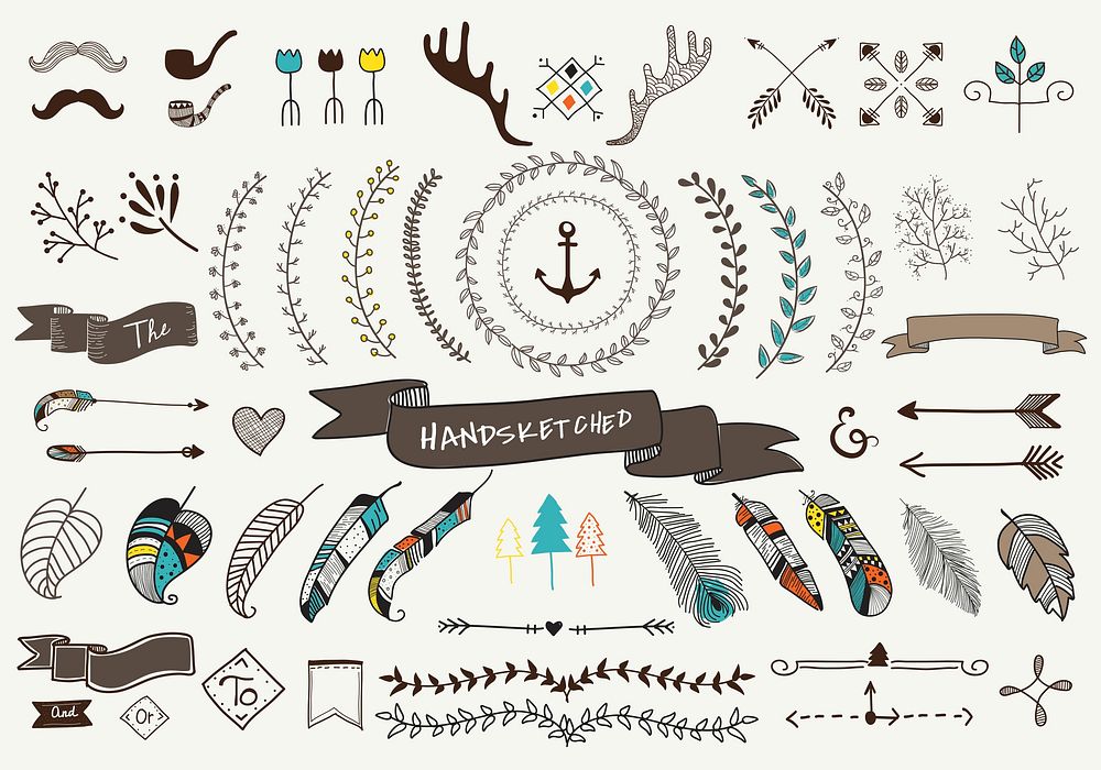 Collection set of hand sketched | Free Vector - rawpixel