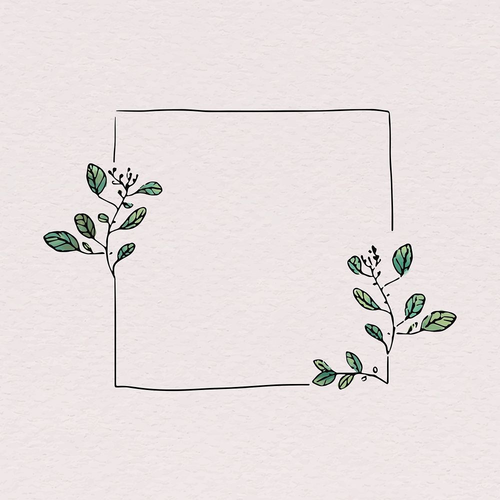 Botanical frame clipart, doodle illustration | Free Photo - rawpixel