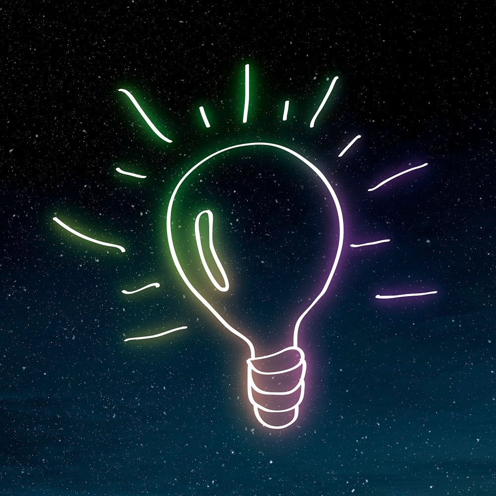 Light bulb neon rainbow psd | Free PSD - rawpixel