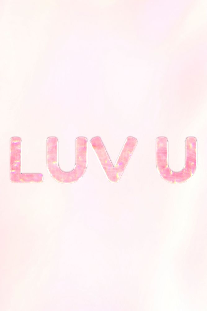 LUV U text pastel holographic | Free PSD - rawpixel