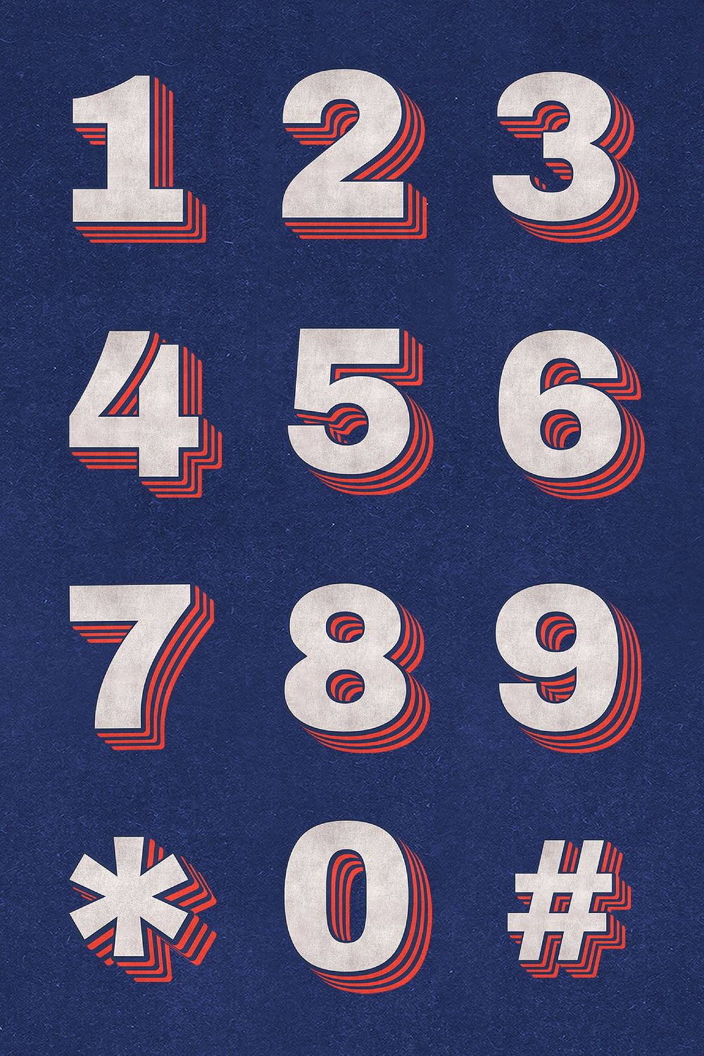 Numbers retro typography font printable | Premium PSD - rawpixel